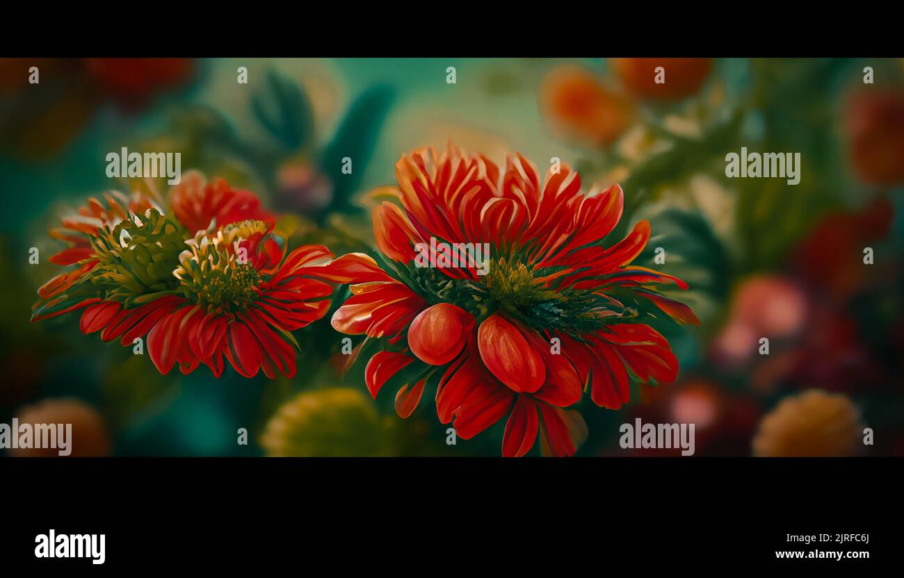 Digital art background Fresh floral background with Chrysanthemum ...