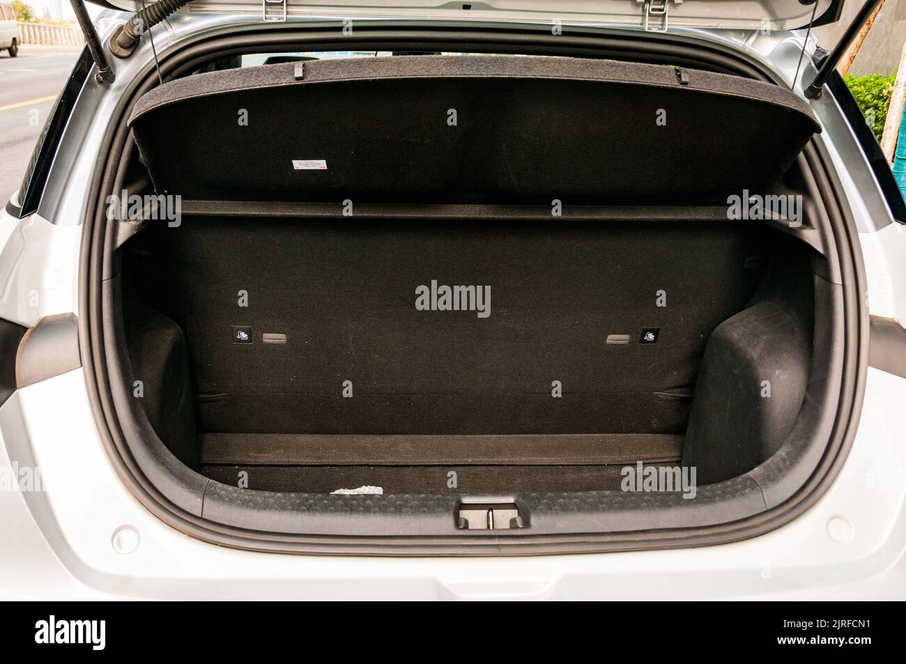 Trunk of a BYD Dolphin small electric hatchback as pictured on a test ...