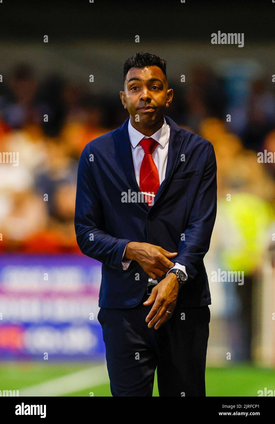 Crawley Town manager Kevin Betsy on the touchline during the Carabao ...