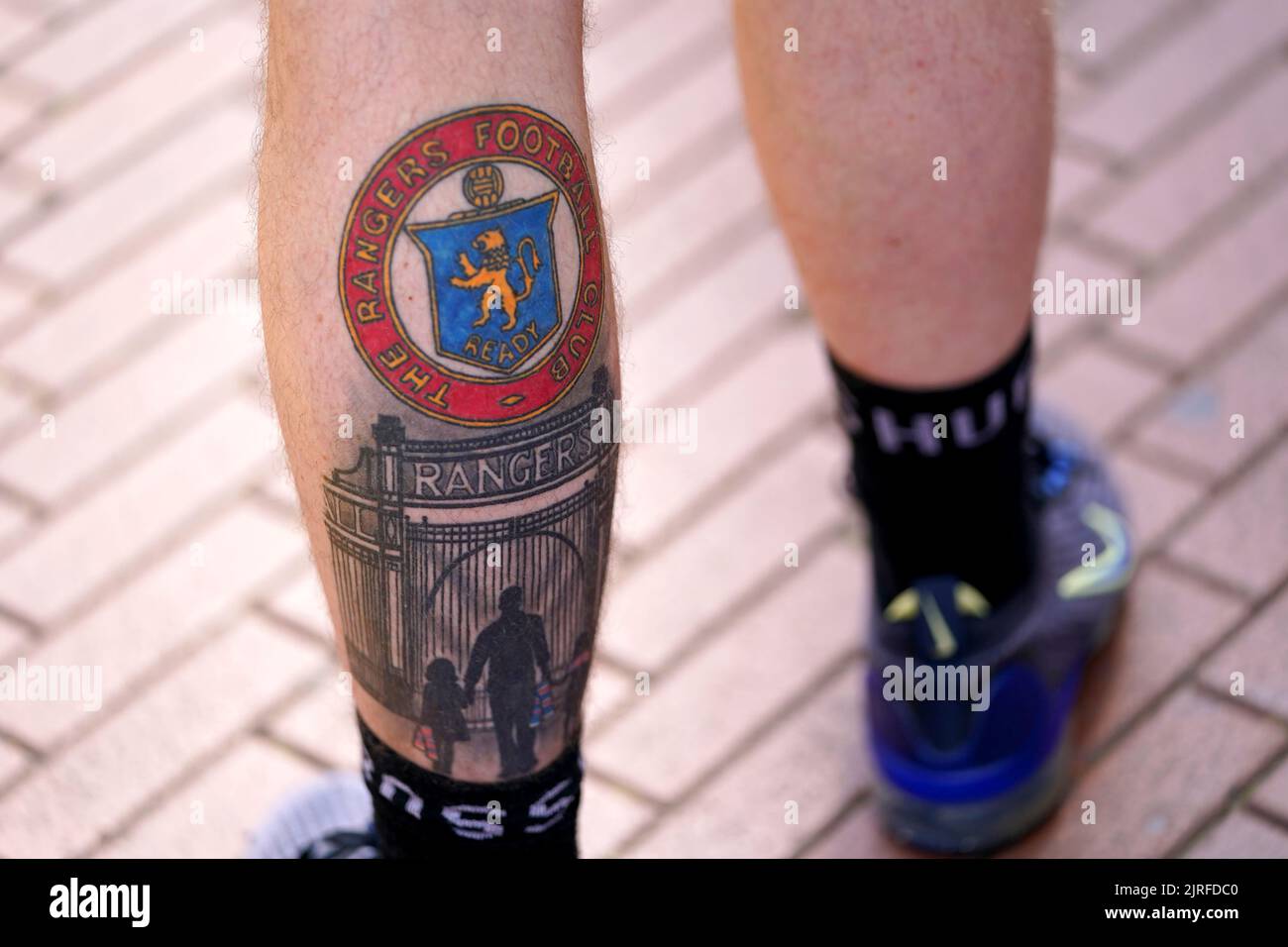 Tattoos on a Rangers fan ahead of the UEFA Champions League qualifying ...