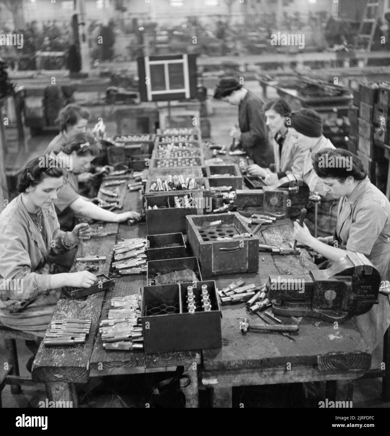 Women working in the Royal Ordnance Factory at Fazakerley, near ...