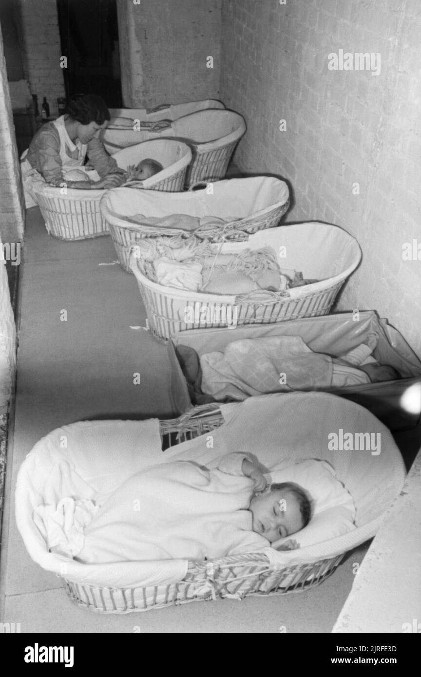 Babies in the basement air raid shelter of the 'Foster Parents Plan for ...