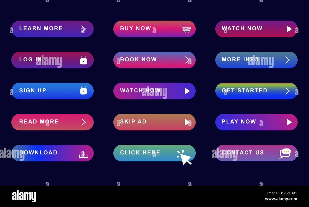 Buttons for web icon set. Easy editable vector illustration Stock ...