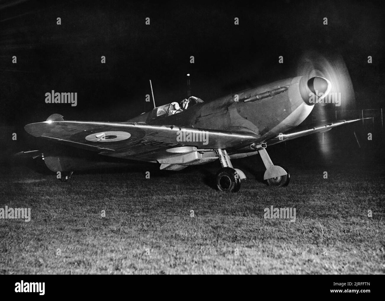 RAF Fighter Command 1940 A Spitfire running up its engine prior to ...