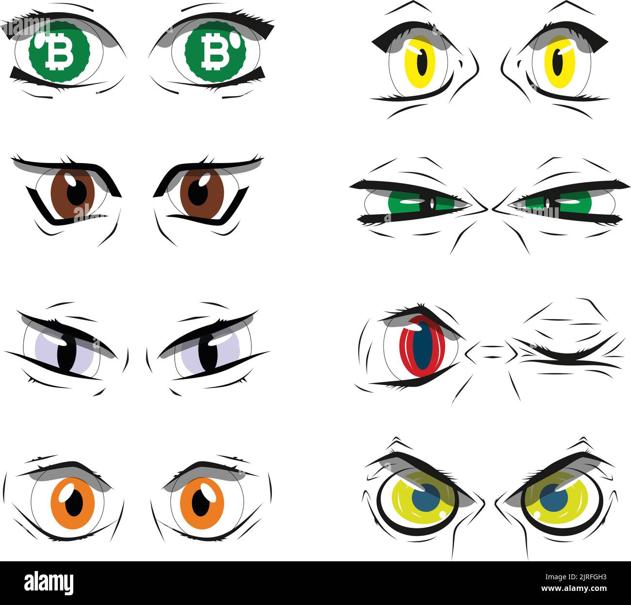 Cartoon beautiful eyes vector set. eyes with different characters Stock ...