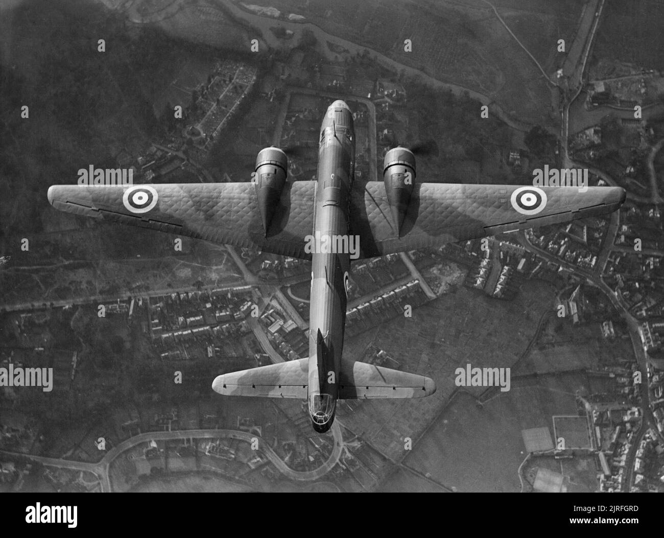 RAF Bomber Command Overhead view of an early Vickers Wellington Mk I in ...