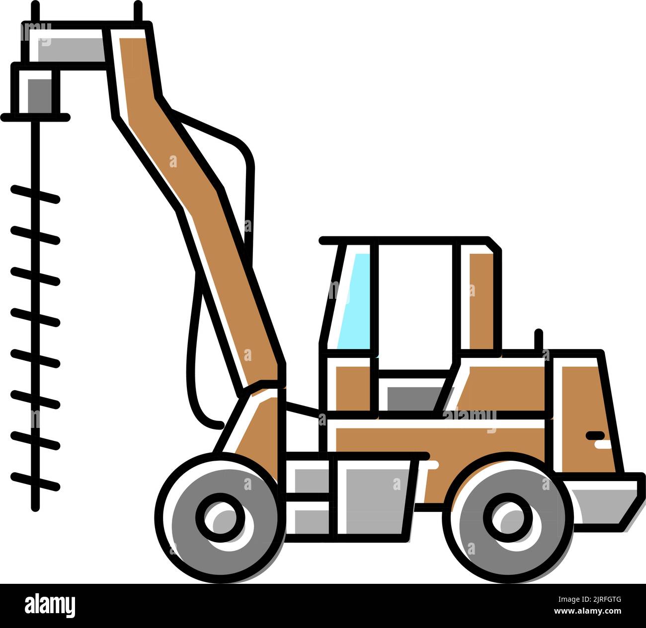 digger construction car vehicle color icon vector illustration Stock ...
