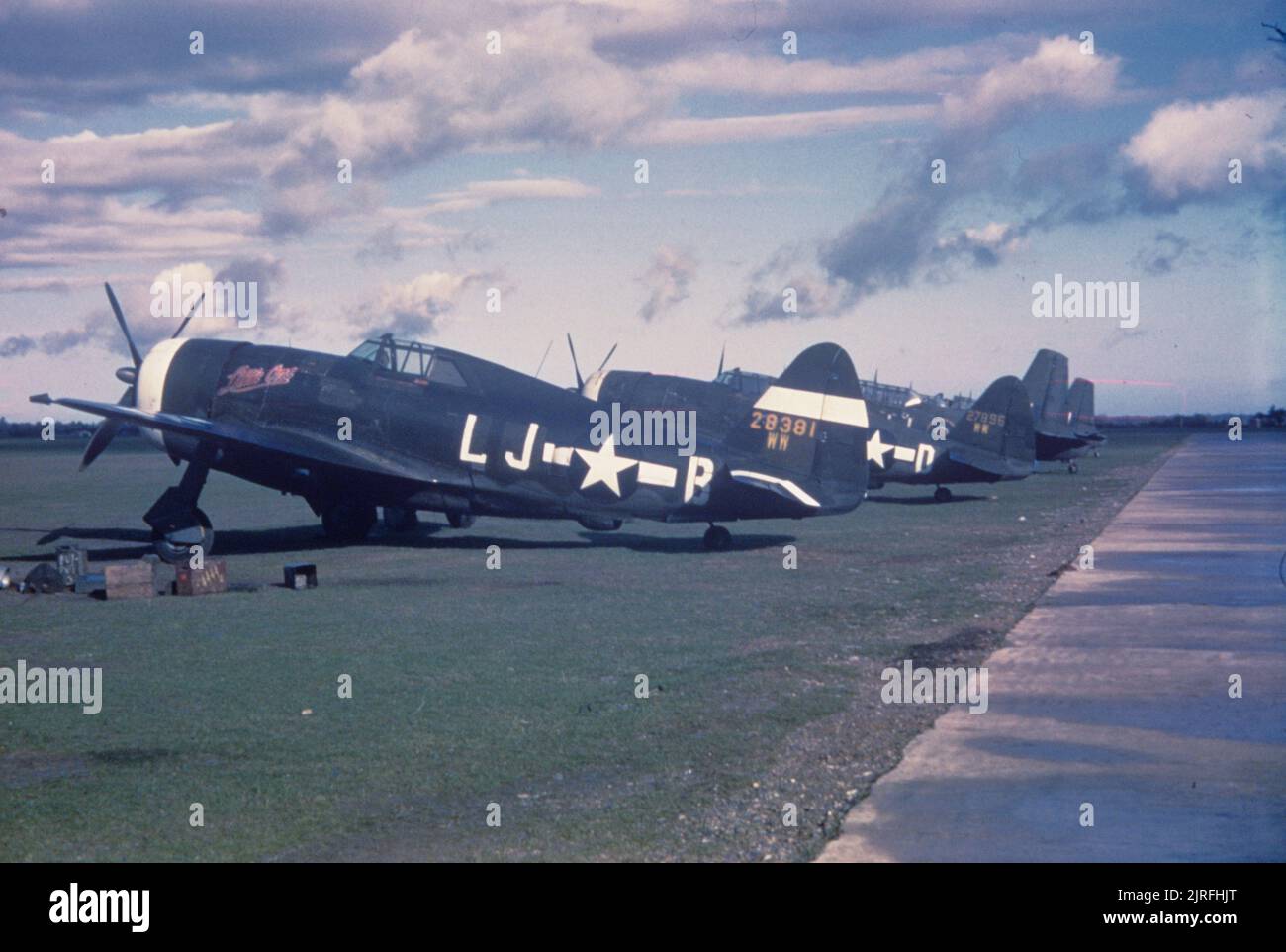 P-47 Thunderbolts (LJ-B, serial number 42-8381, 'War Weary') nicknamed ...