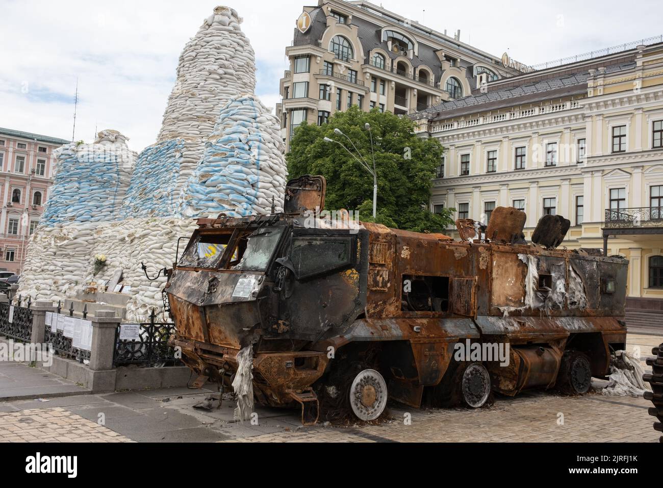 Display of wrecked and burnt military tanks and vehicles from the ...