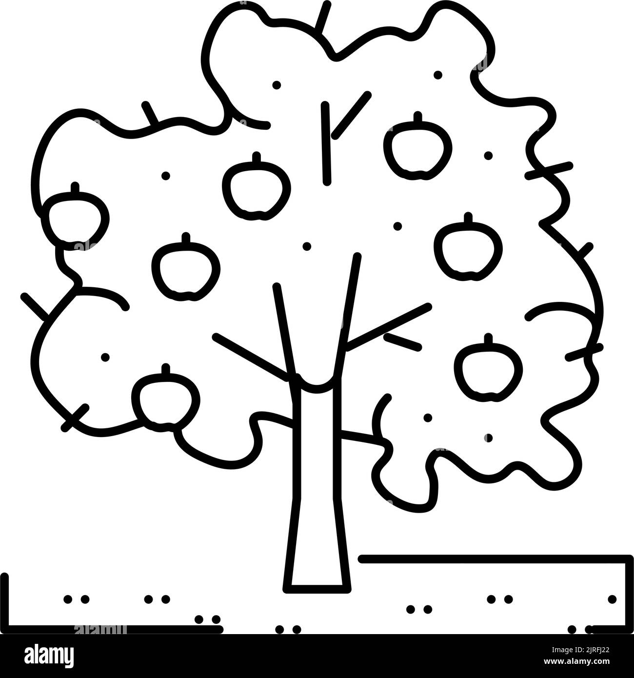 tree apple fruit line icon vector illustration Stock Vector Image & Art ...
