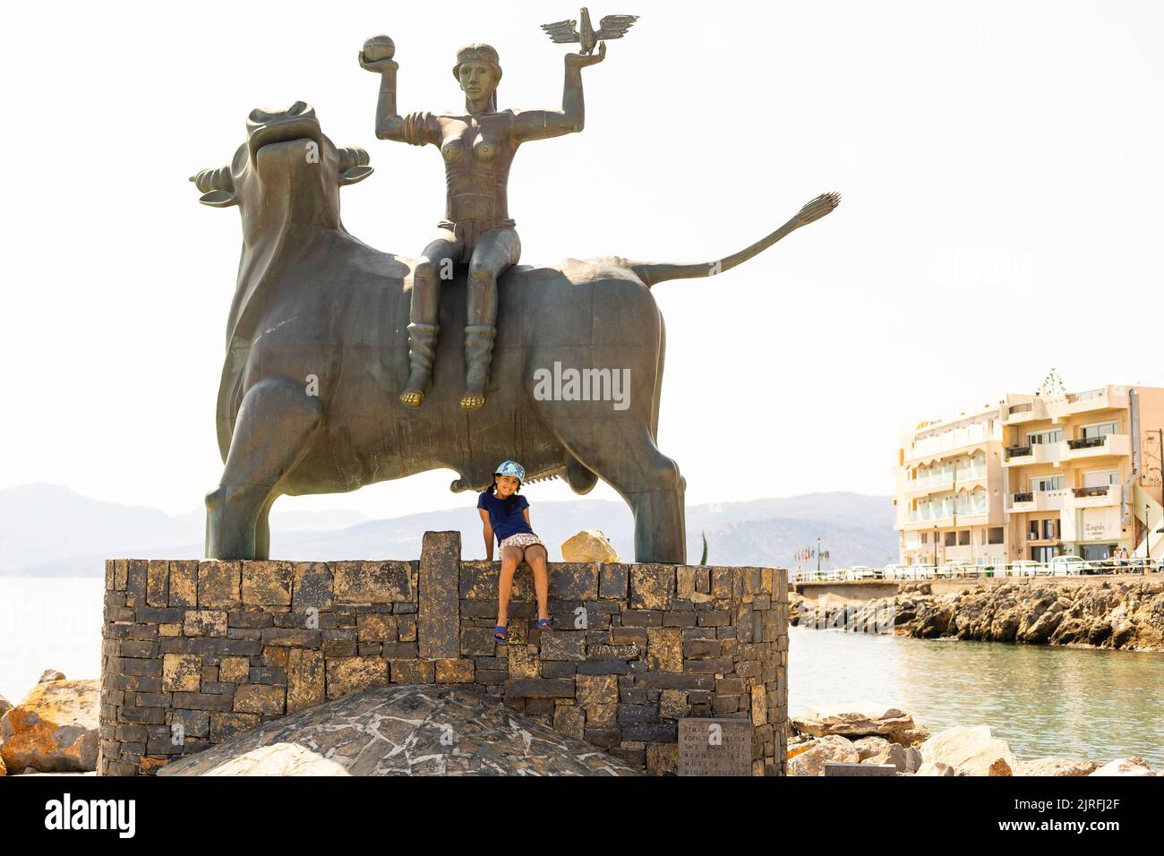 The statue of Europe is sitting on a bull. Sculpture of Europe, mother ...
