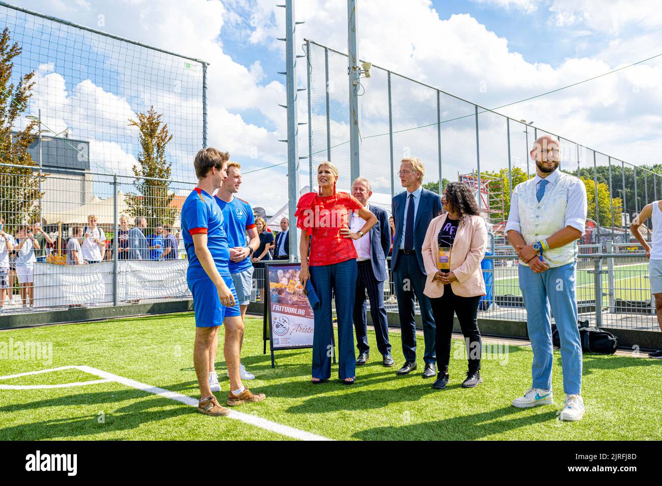 Queen Maxima during a visit to the activities market of the reception week and the introduction ...