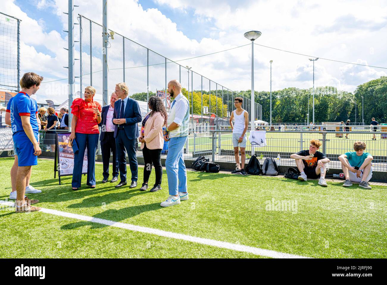 Queen Maxima during a visit to the activities market of the reception week and the introduction ...