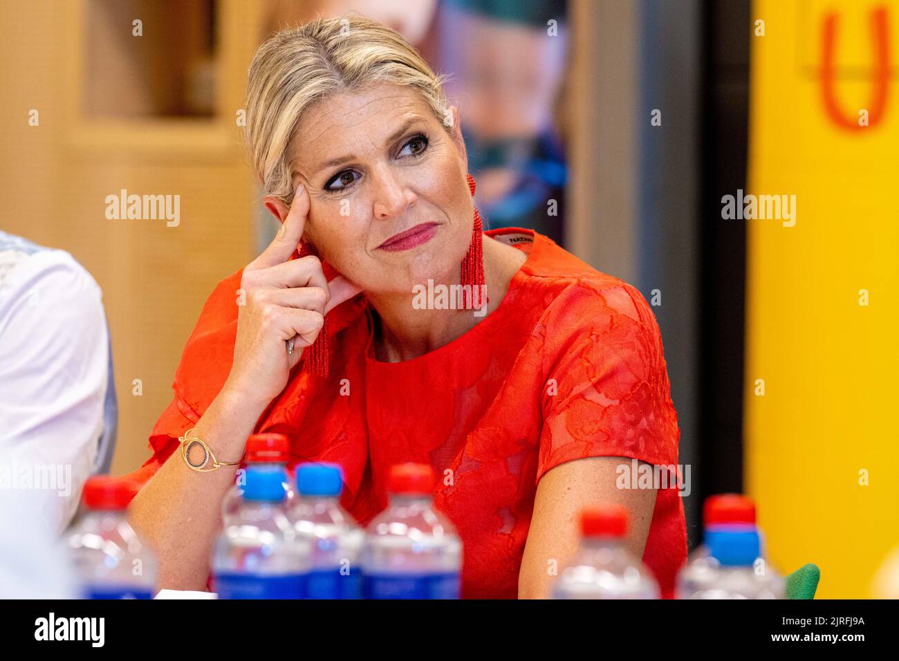 Queen Maxima during a visit to the activities market of the reception ...