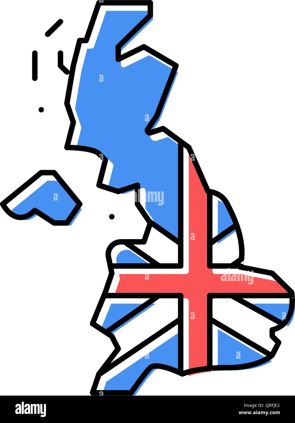 uk united kingdom country map flag color icon vector illustration Stock ...