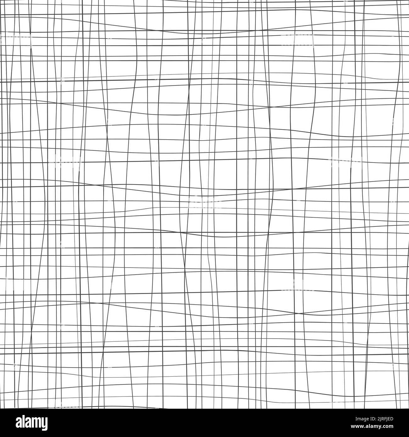 Hand drawn doodle black and white plaid pattern. Check, square seamless ...