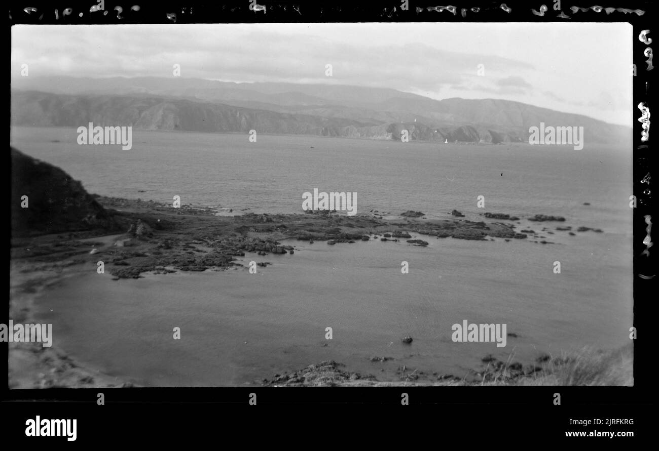 Palmer Head from west headland of Tarakina Bay (high tide), 1 Oct 1956 ...