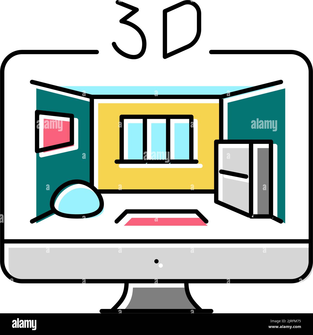 3d sketching interior design home color icon vector illustration Stock ...