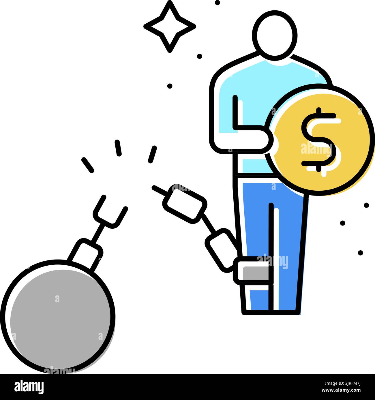 self sufficiency financial freedom color icon vector illustration Stock ...