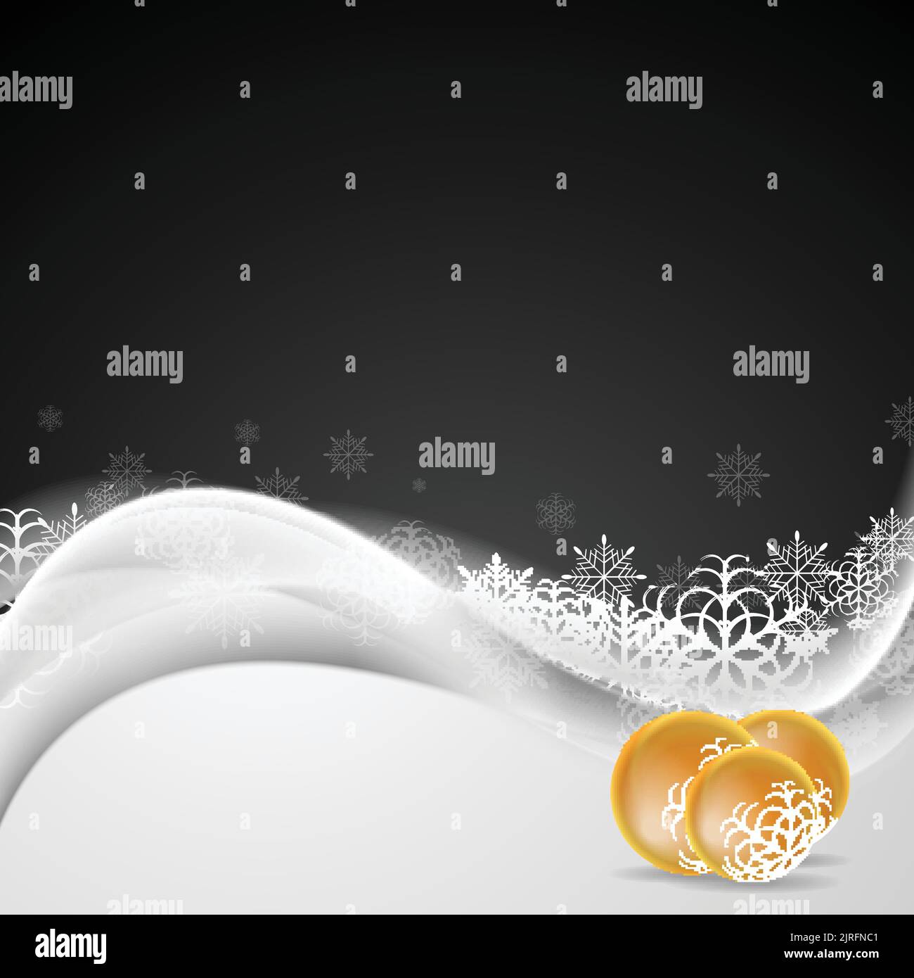 Abstract white waves and Christmas decorations background. Vector New ...