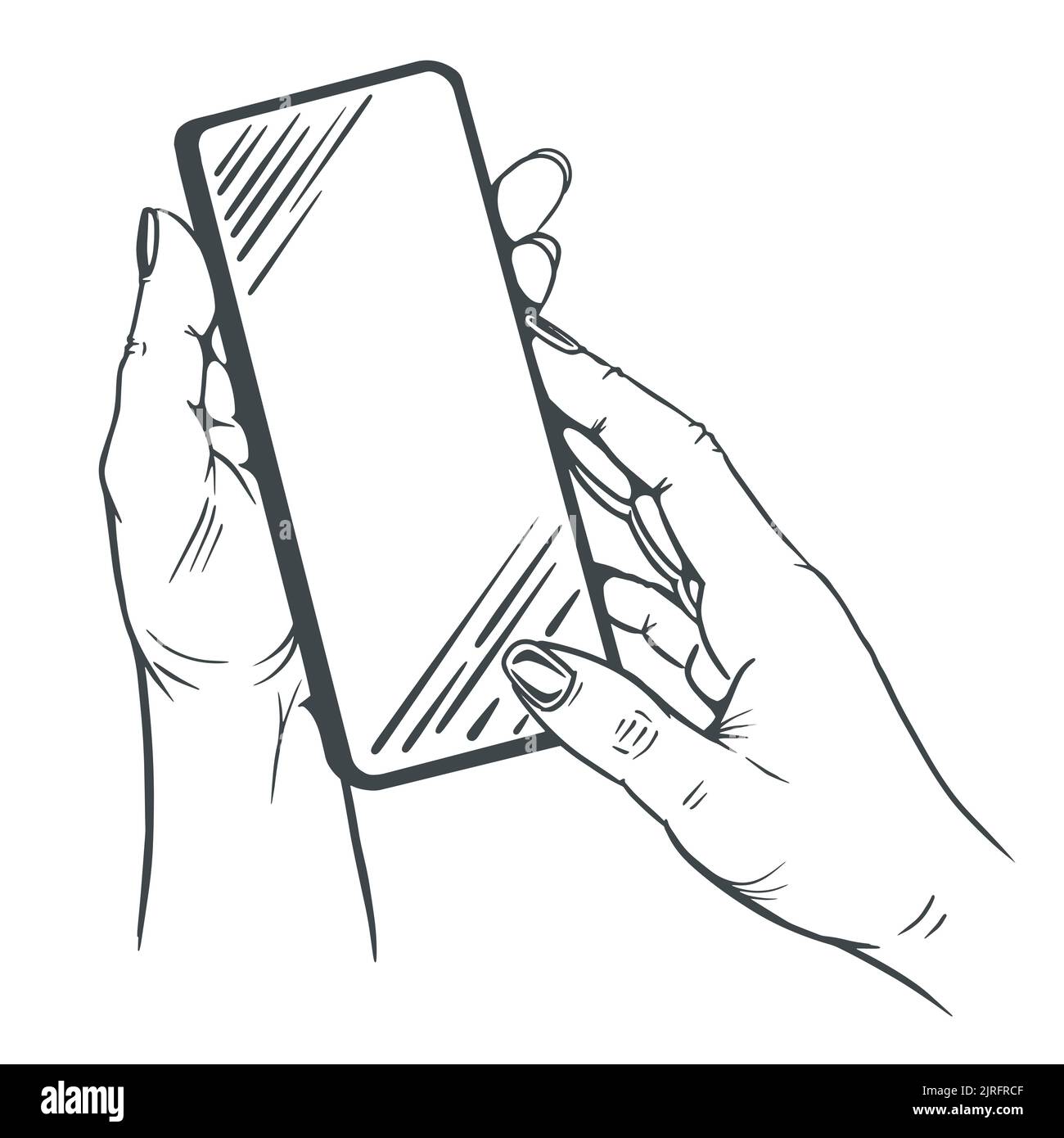 hands with phone sketch vector isolated eps10 Stock Vector Image & Art ...