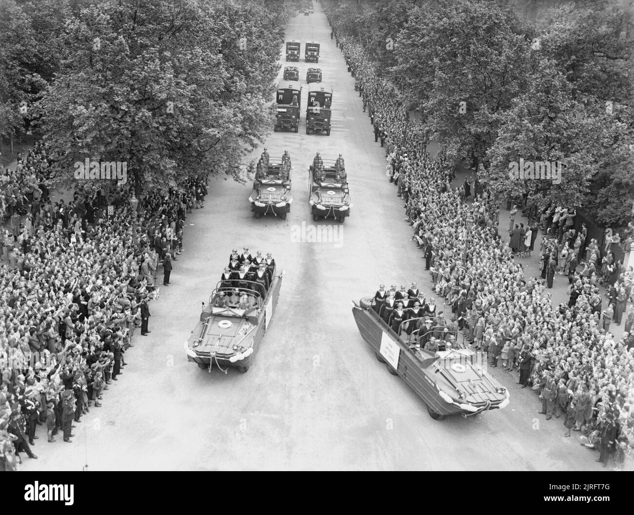 Allied Victory Parade in London, 1946 Four DUKW amphibious vehicles ...