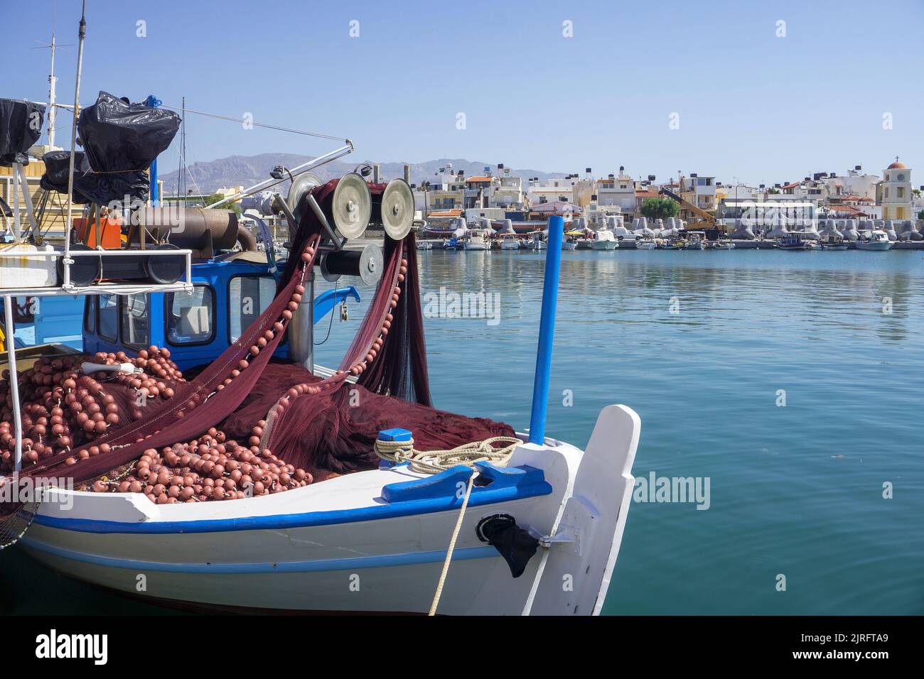 Fishing boat in the harbour of Ierapetra, the most southern city of ...