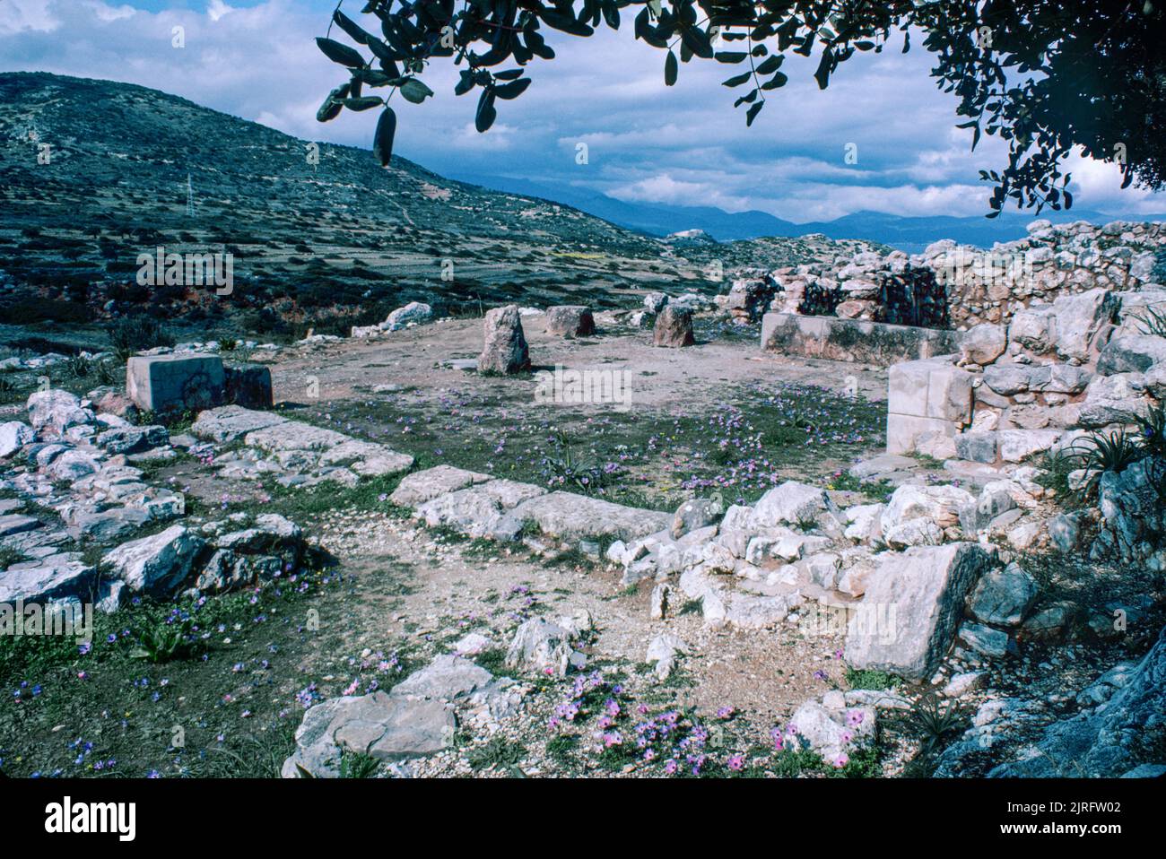 Forecourt of Minoan palace complex at Gournia in Crete, the largest and ...