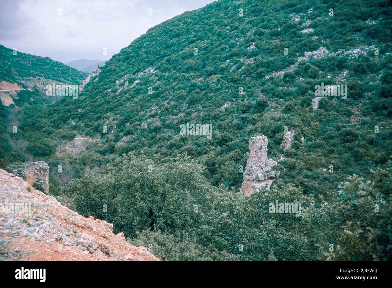 Remains of a Roman aqueduct near Gortyn in Crete, the largest and most ...