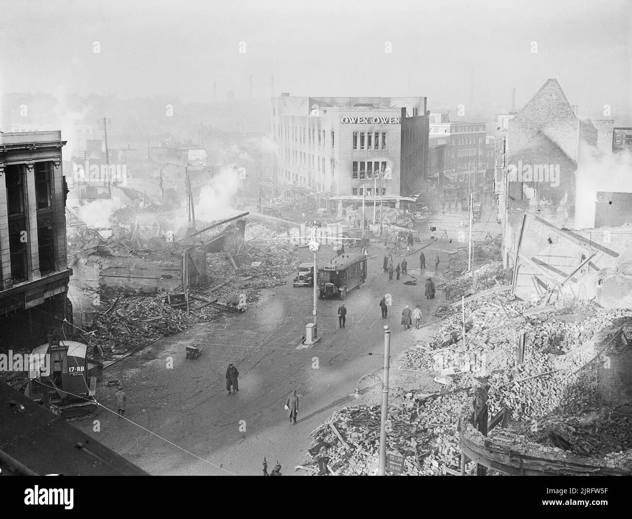 Bomb damage in the centre of Coventry, following the German air raid on ...