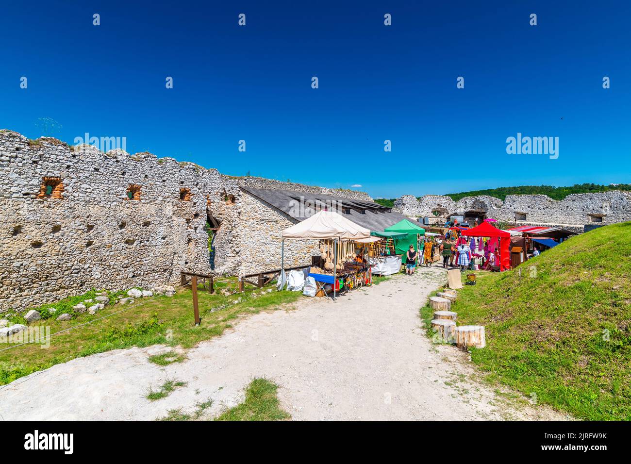 Cachtice, Slovakia - 4.7.2020: Medieval market at Cachtice castle ...