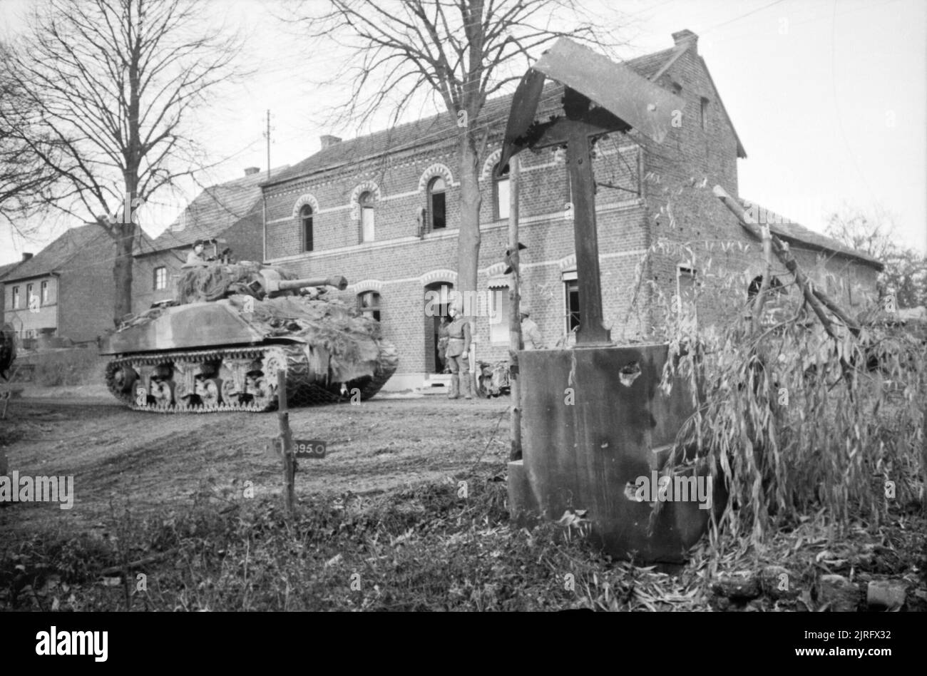 The British Army in North-west Europe 1944-45 Sherman tank advancing ...