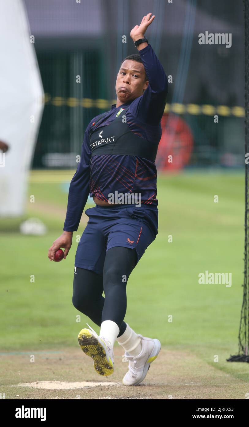 South Africa’s Glenton Stuurman during a nets session at Emirates Old ...