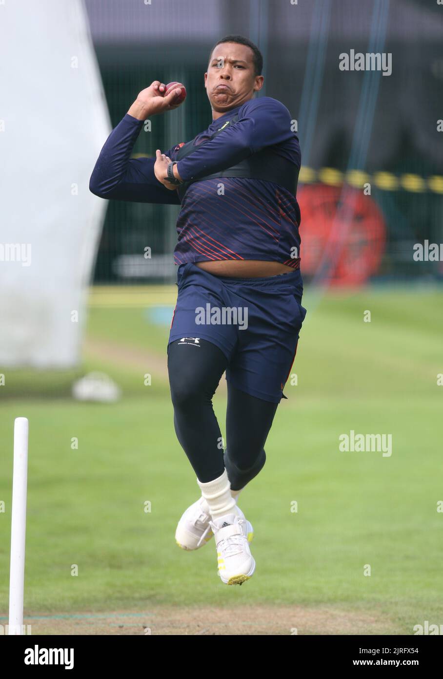 South Africa’s Glenton Stuurman during a nets session at Emirates Old ...