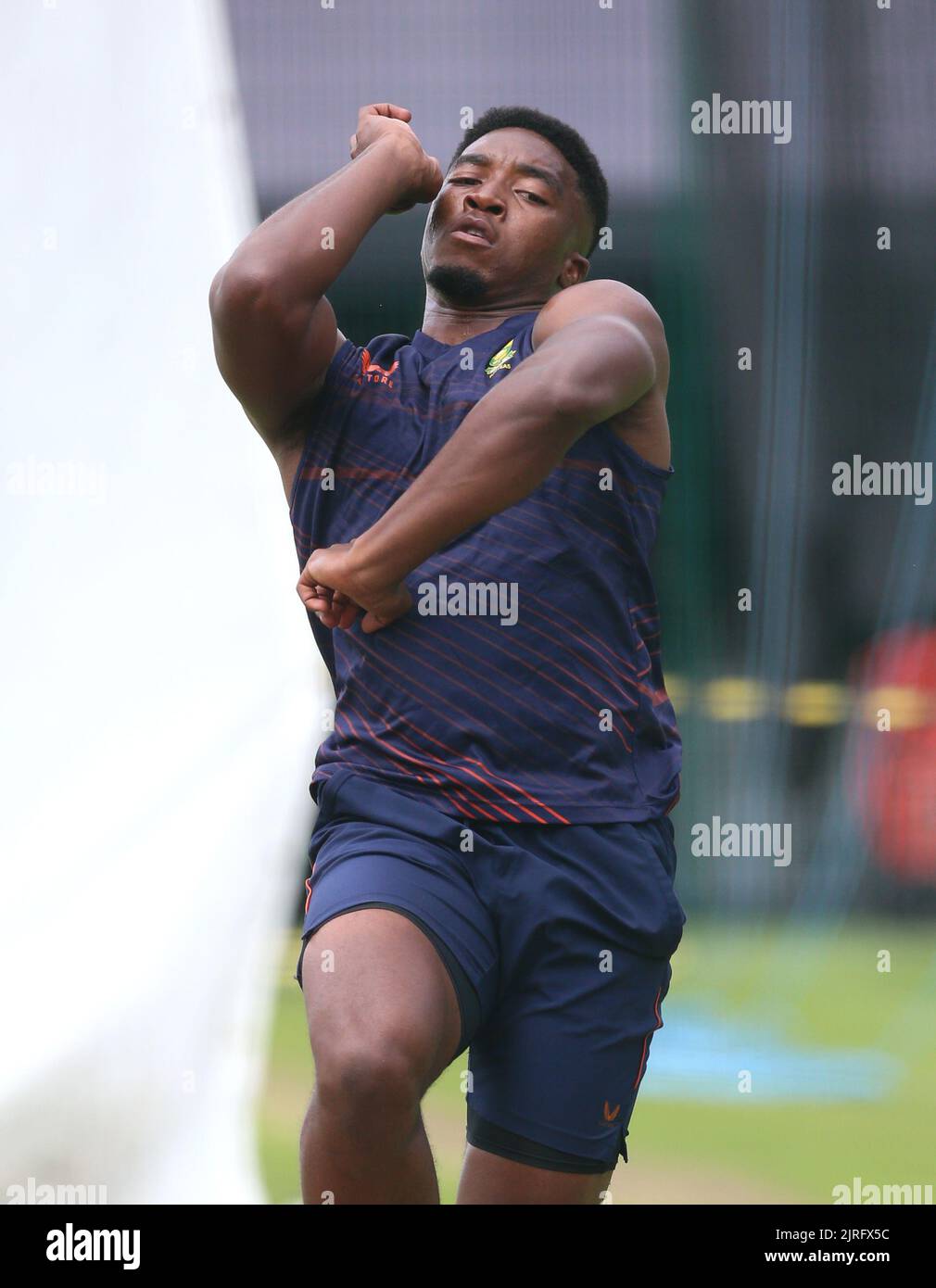 South Africa’s Lutho Sipamla during a nets session at Emirates Old ...