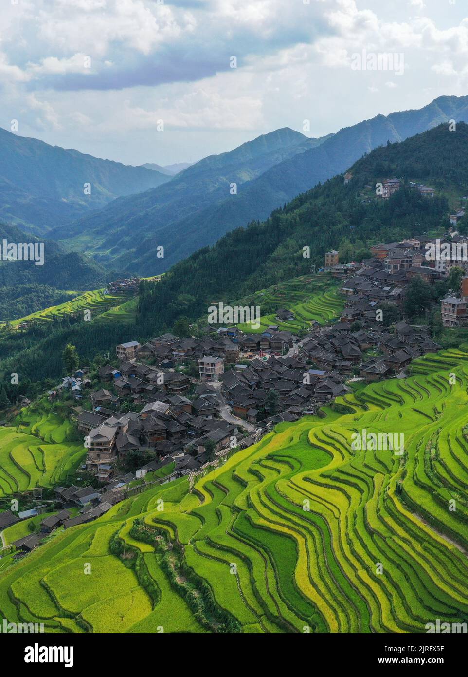 CONGJIANG, CHINA - AUGUST 24, 2022 - Aerial photo shows the Jiabang ...