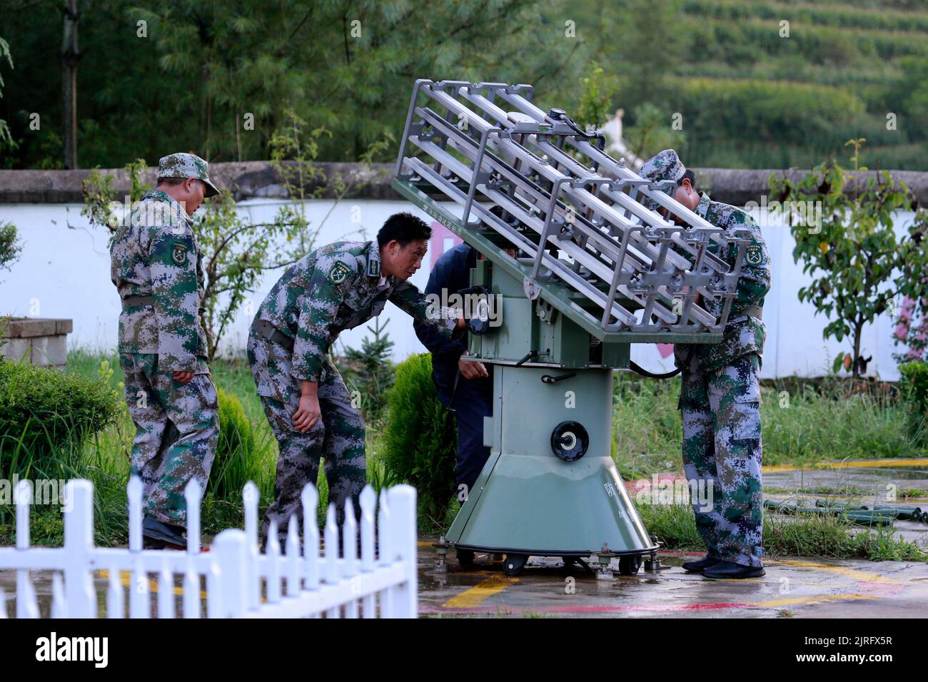 WEINING, CHINA - AUGUST 24, 2022 - Citizens use rocket anti-aircraft ...