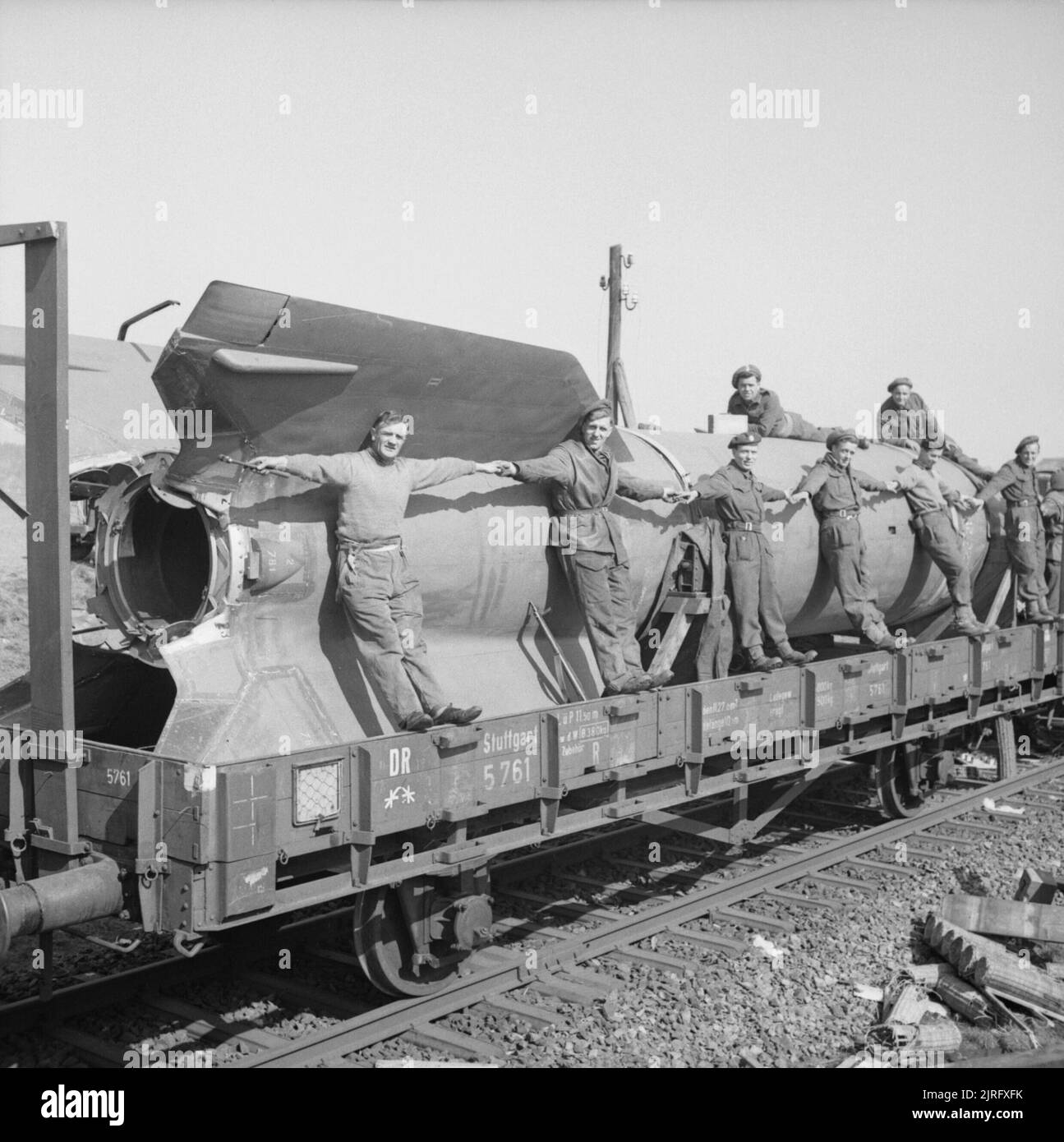 The British Army in North-west Europe 1944-45 Troops pose on a railway ...