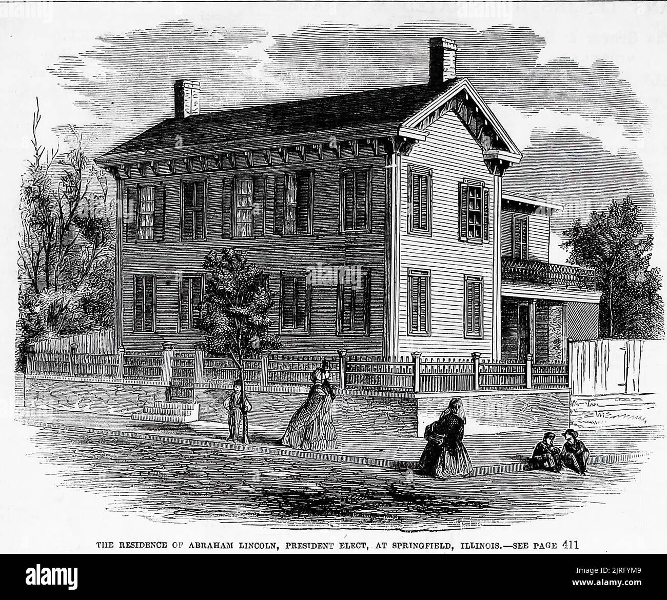 The residence of Abraham Lincoln, President elect, at Springfield ...