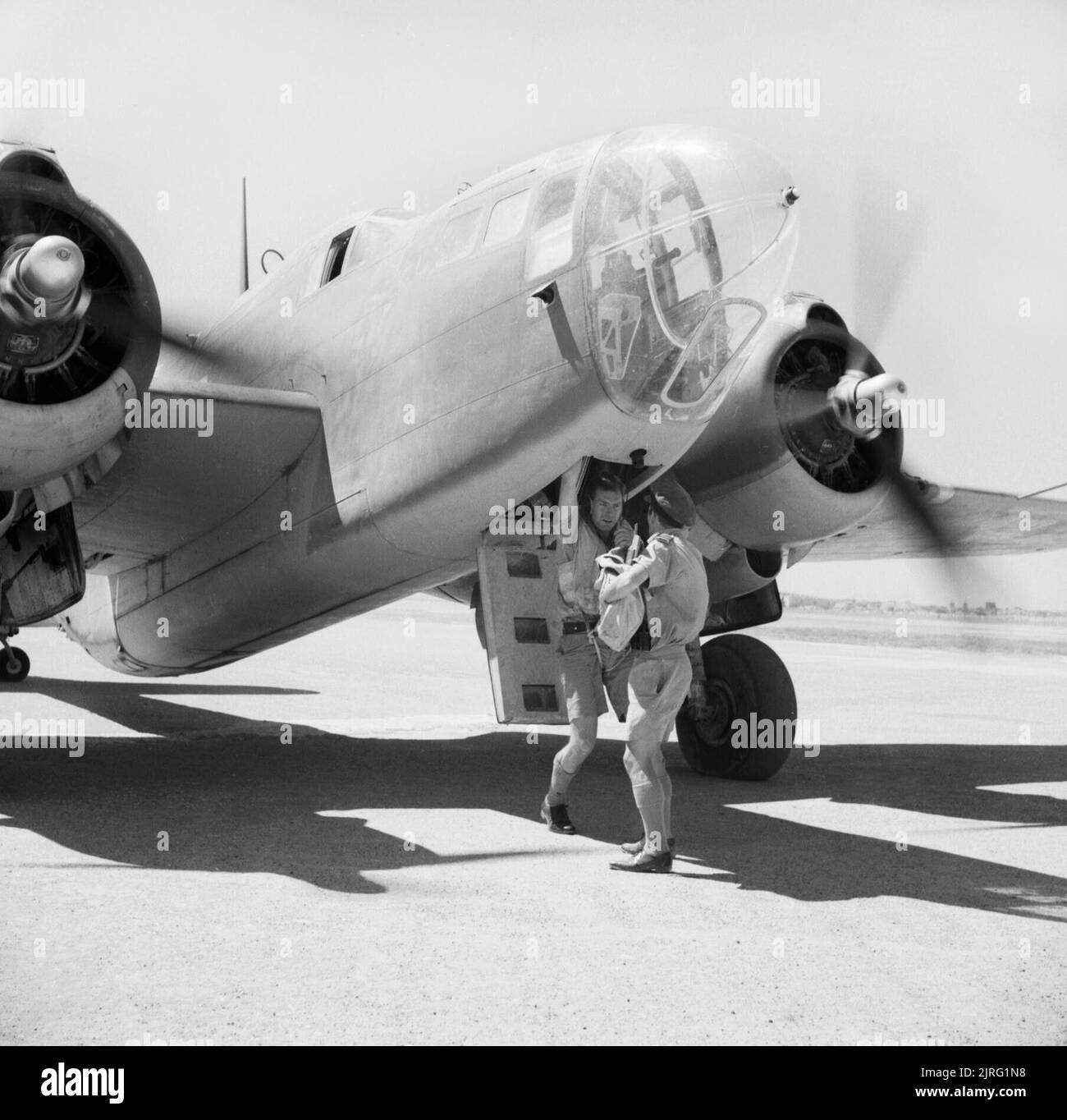 The crew of a Martin Baltimore of No. 69 Squadron RAF disembark from ...