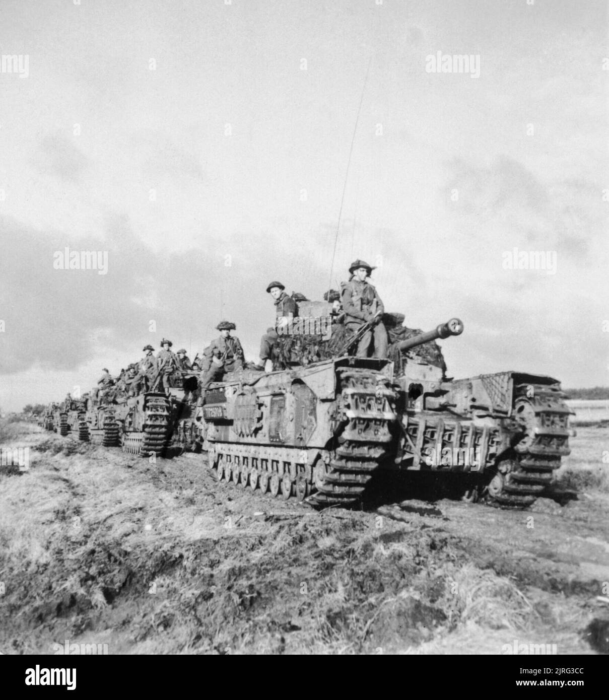 Churchill tanks of 3rd Scots Guards, 6th Guards Tank Brigade, with ...