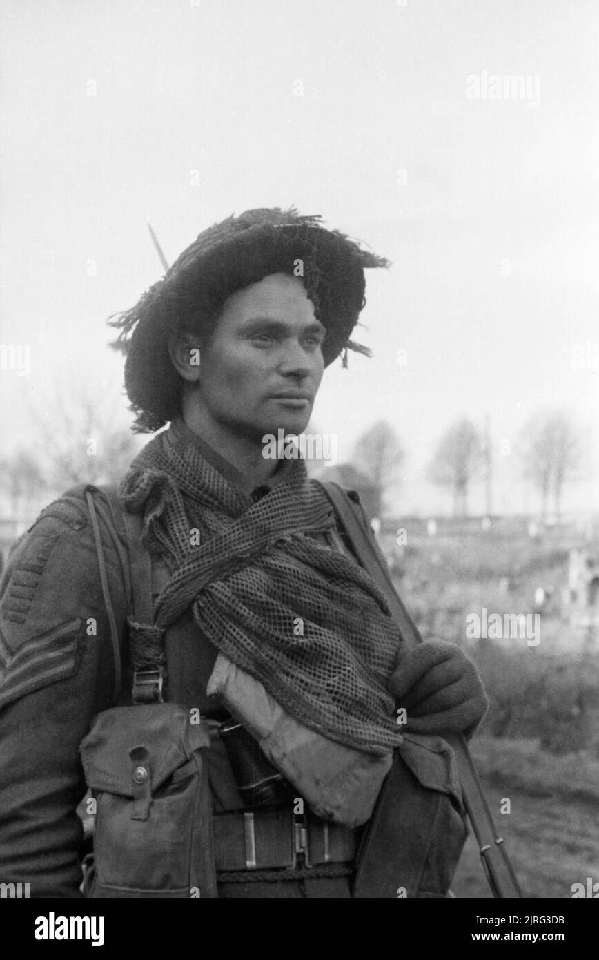 A British infantry sergeant during the advance into Germany near ...