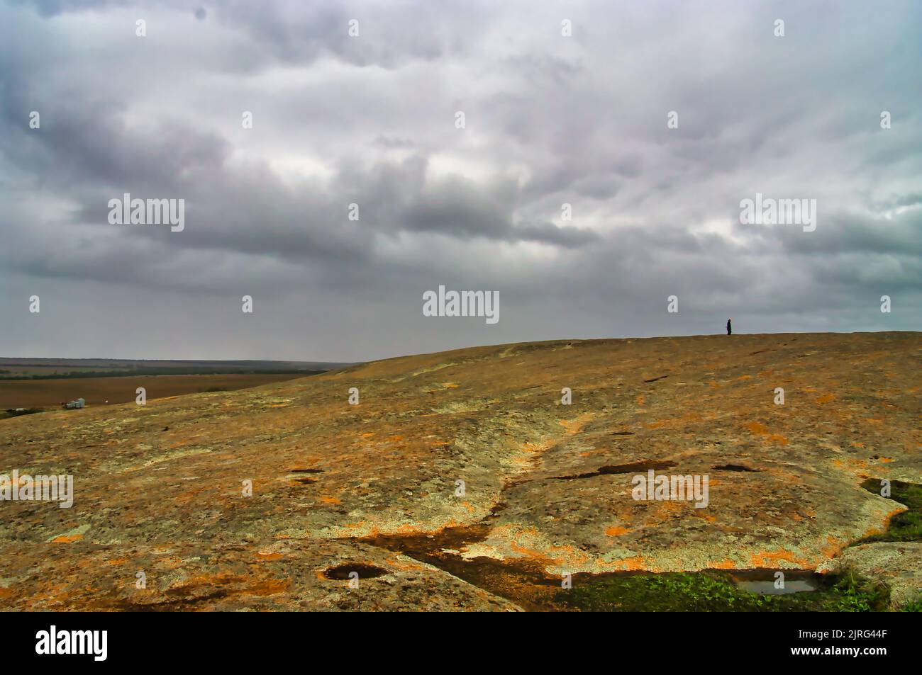 The vast expanse of the lichen-covered Polda Rock near Wudinna, South ...
