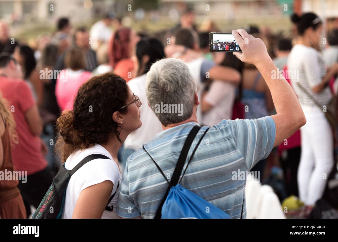 Barcelona, Spain - September 7, 2015: View of middle-aged couple ...