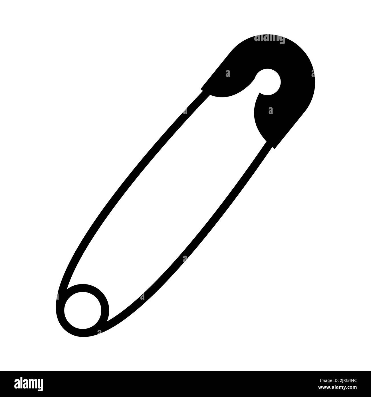 Closed black safety pin. Vector illustration isolated on white ...