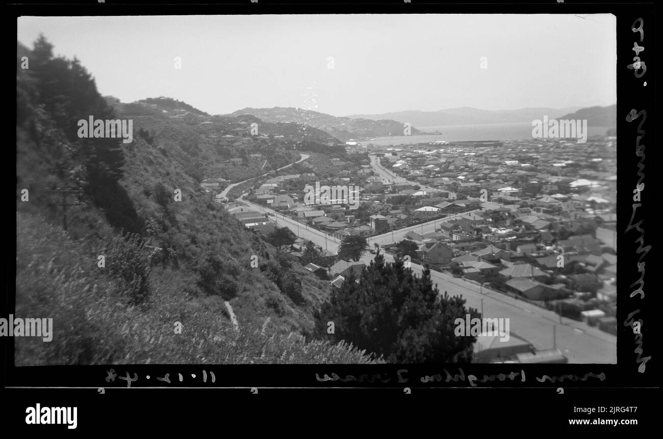Evans Bay and Lyall Bay from Houghton Terrace, 11 December 1948, by ...