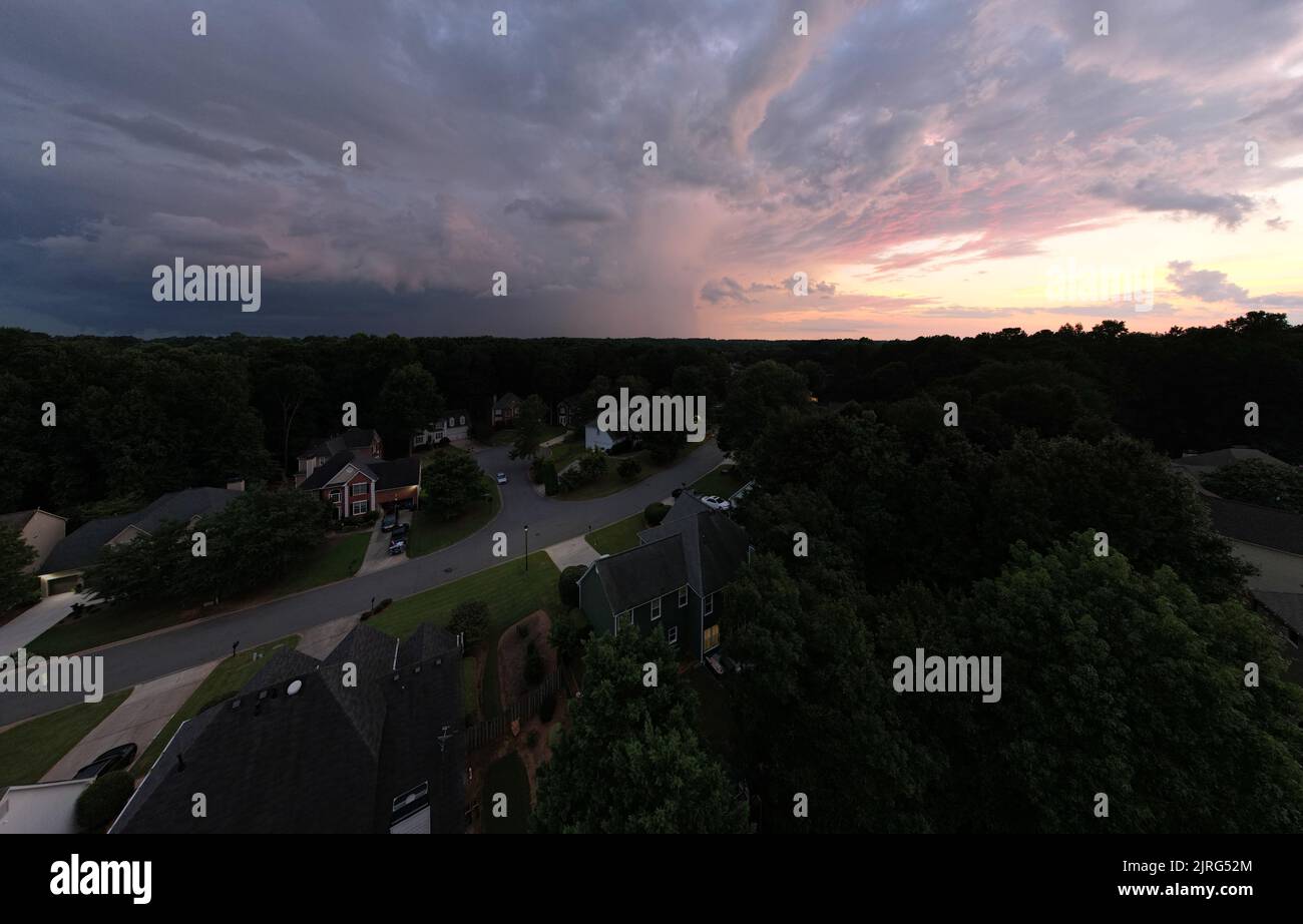 An aerial view of stormy clouds over Roswell, Georgia, USA Stock Photo ...
