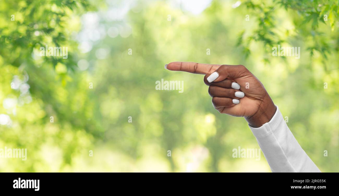 hand of african american woman pointing finger Stock Photo - Alamy