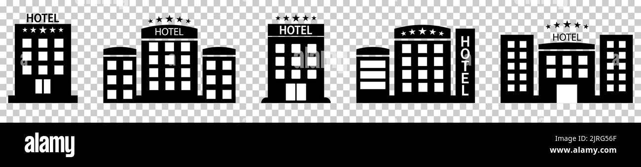 Set of hotel icons. Vector illustration isolated on transparent ...