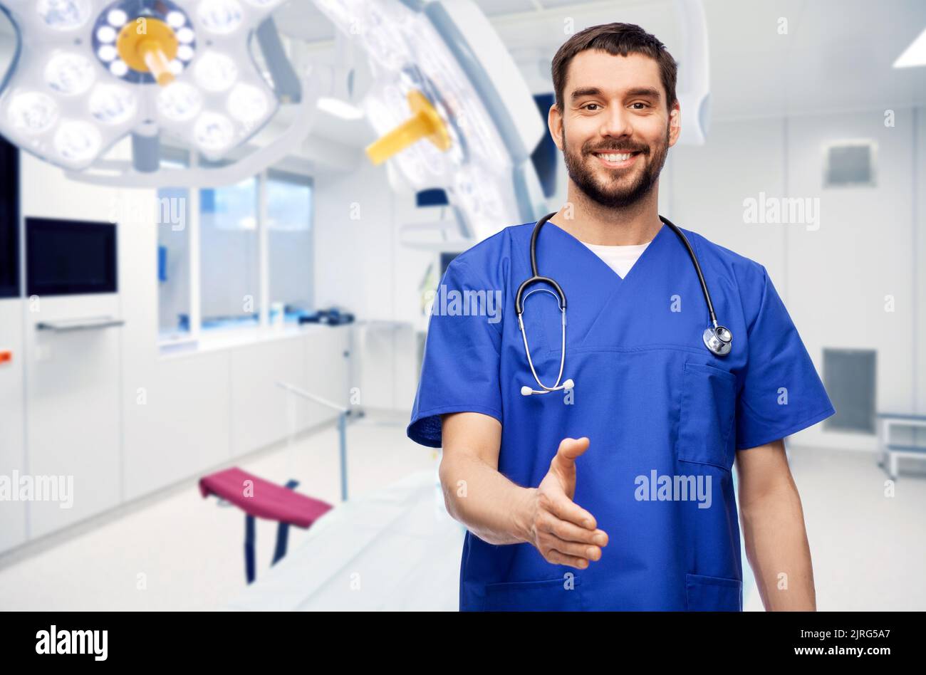 male doctor giving hand for handshake at hospital Stock Photo - Alamy